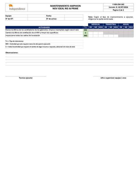 Mantenimiento Amphion Nov Ideal Rig Prime V 00 Pdf