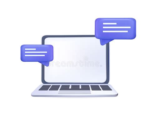 3d Vector Speech Bubble With Computer Chat Laptop Notebook Online
