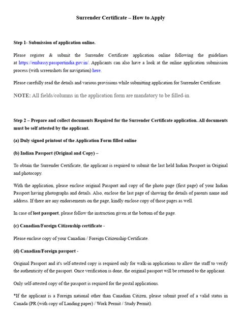 Surrender Certificate How To Apply 1 Pdf Passport Notary Public