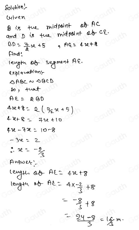 Solved 16 Find The Length Of Segment Ae 3 B Is The Midpoint Of