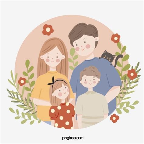 손으로 그린 미니멀리즘 스타일 가족 일러스트 요소 가족 클립 아트 가족 어린이 Png 일러스트 및 Psd 이미지 무료