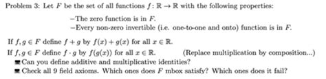 Solved Problem Let F Be The Set Of All Functions F R R Chegg Com