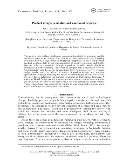 Product Design Semantics And Emotional Response Pdf Emotions Experience
