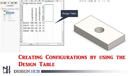 Creating Configurations By Using The Design Table Solidworks Tutorials
