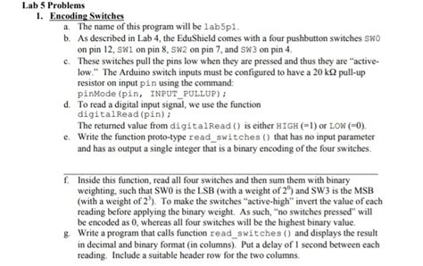 Lab 5 Problems 1 Encoding Switches A The Name Of