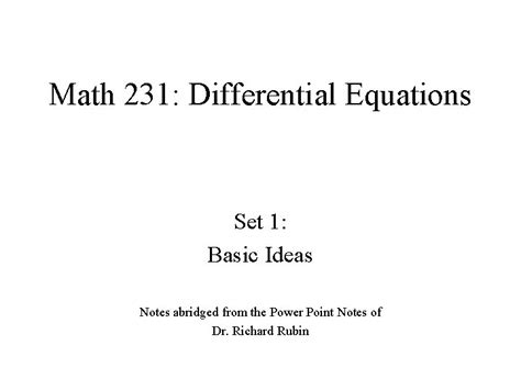 Math Differential Equations Set Basic Ideas