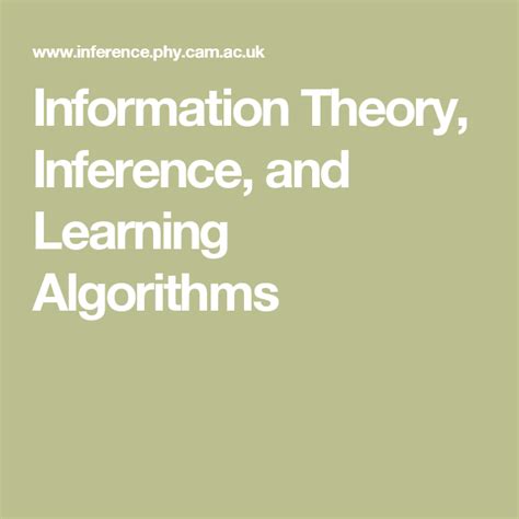 information theory inference and learning algorithms