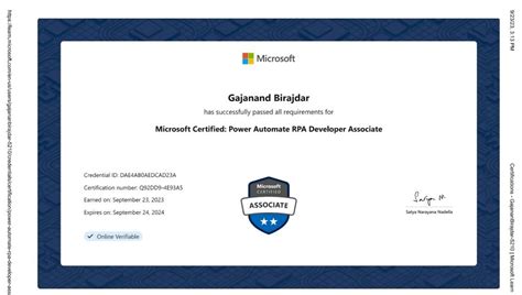 Gajanand Birajdar On Linkedin Happy To Share That I Have Successfully Earned Power Automate Rpa