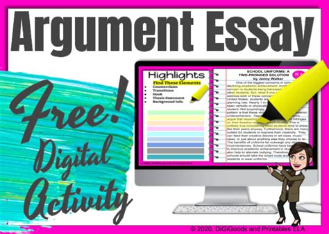 Teaching Argumentative Essay Structure With A Digital Highlighting Activity FREE DiGiGoods
