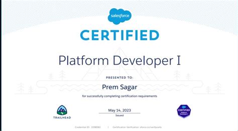 Prem Sagar On Linkedin Salesforce Certificate Developer Salesforceplatformdeveloper Sfpd1
