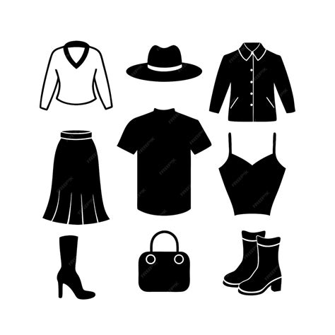 Fashion Icon Set Vector With Clothing And Accessory Silhouettes Perfect For Branding Or Design