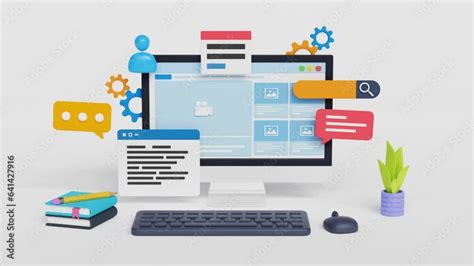 3d Web Design Concept Web Development Application Design Coding And Web Building On White