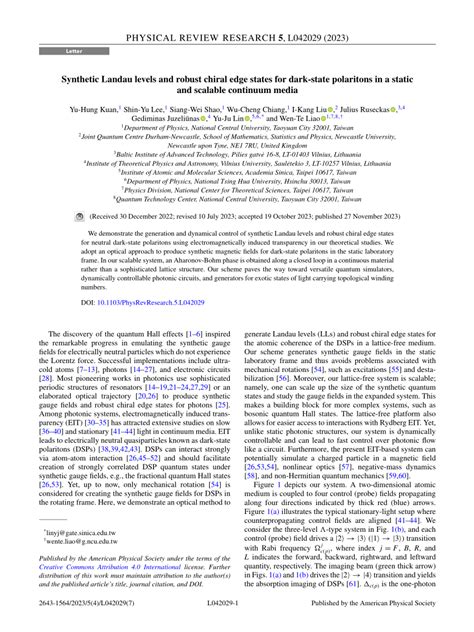 Pdf Synthetic Landau Levels And Robust Chiral Edge States For Dark State Polaritons In A