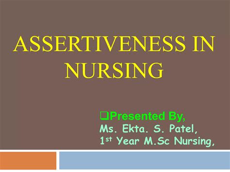 Assertiveness In Nursing Pptx