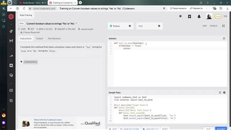 Codewars Convert Boolean Values To Strings Yes Or No 8 Kyu Python