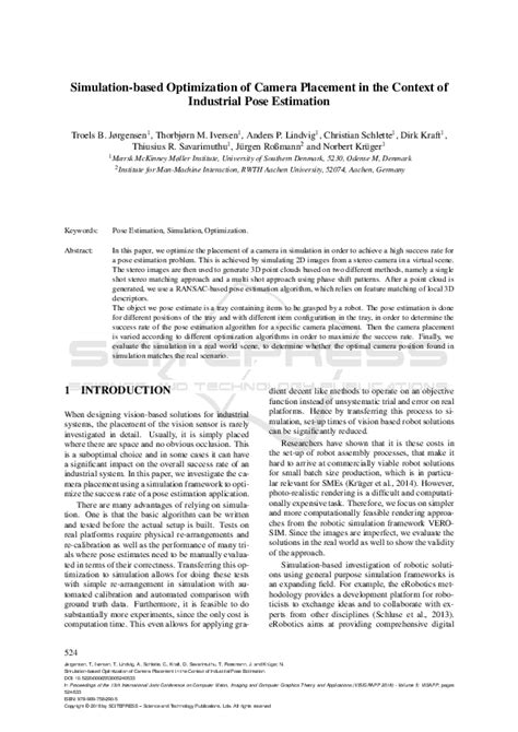 Pdf Simulation Based Optimization Of Camera Placement In The Context Of Industrial Pose Estimation