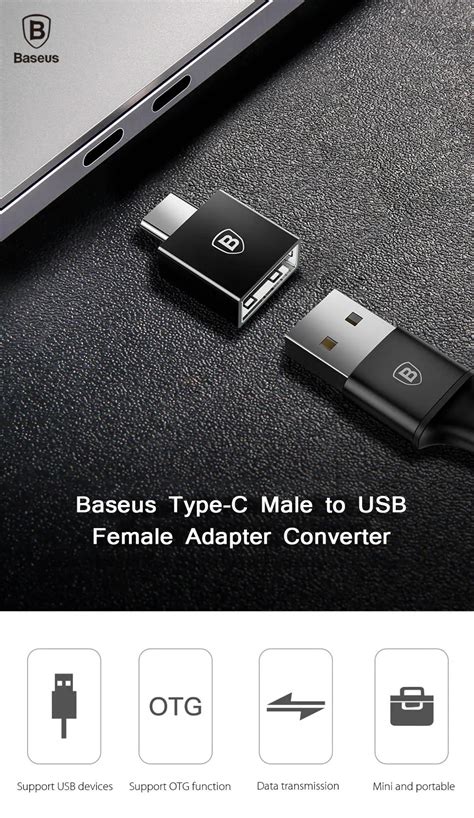 Baseus Exquisite Type C Male To USB Female Adapter Converter Ido Lk