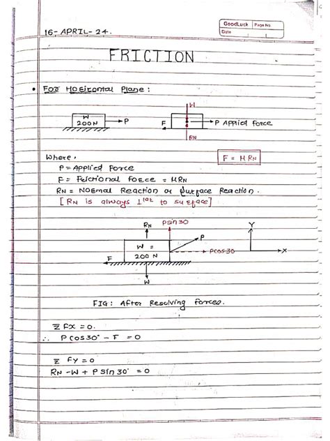 Friction Notes Pdf