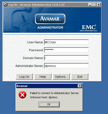Avamar Connection Problem DELL Technologies