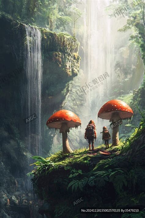 Ai创作图超现实的蘑菇 创意蘑菇图 蘑菇传说 奇幻森林插画 森系场景童话森林 蘑菇神话 童话森林主题场景 森系新风格场景 蘑菇拟人形象设计 动画场景海报 梦幻场景插画 户外蘑菇图 唯美森林野生