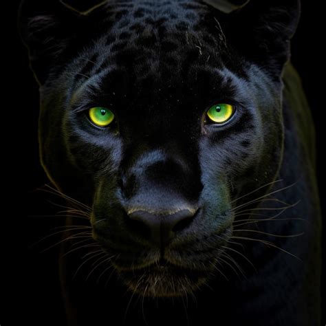 Premium Photo Arafed Black Panther With Green Eyes In The Dark