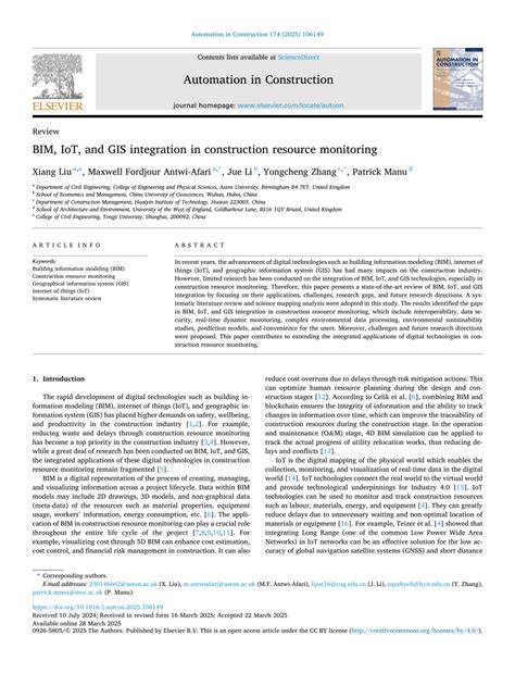 Pdf Bim Iot And Gis Integration In Construction Resource Monitoring