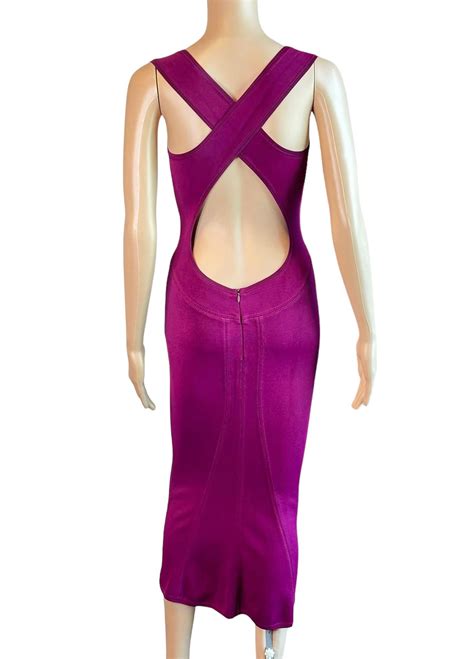 Azzedine Alaia F W 1992 Runway Vintage Fitted Open Back Midi Dress For