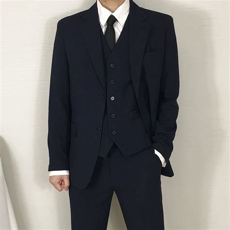 Spring And Summer Nu 슬림라인 네이비 쓰리피스 스판정장 [fldm1925]