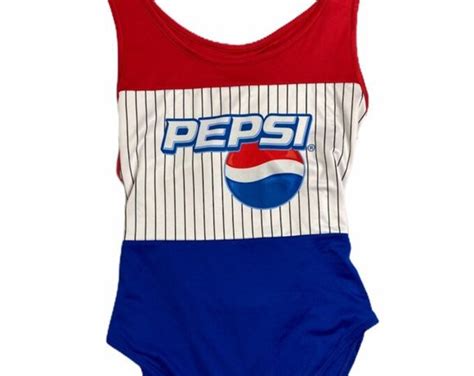 Pepsi Cola One Piece Racer Swimsuit Pinstripe Red White And Blue Size