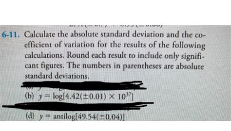 Solved 6 11 Calculate The Absolute Standard Deviation And Chegg Com