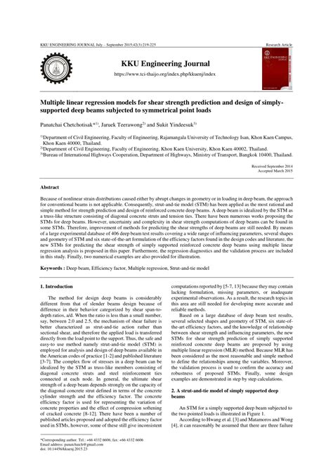 Pdf Multiple Linear Regression Models For Shear Strength Prediction And Design Of Simply