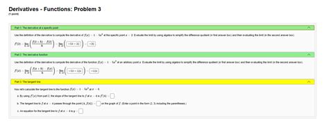 solved derivatives functions problem 3 1 point part 1