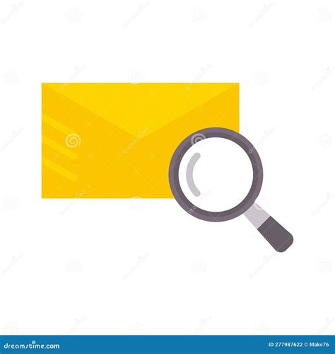 Mail Envelope Icon With Magnifying Glass Email Notification With Document Stock Vector