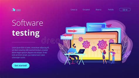 Cross Platform Bug Founding Concept Landing Page Stock Vector