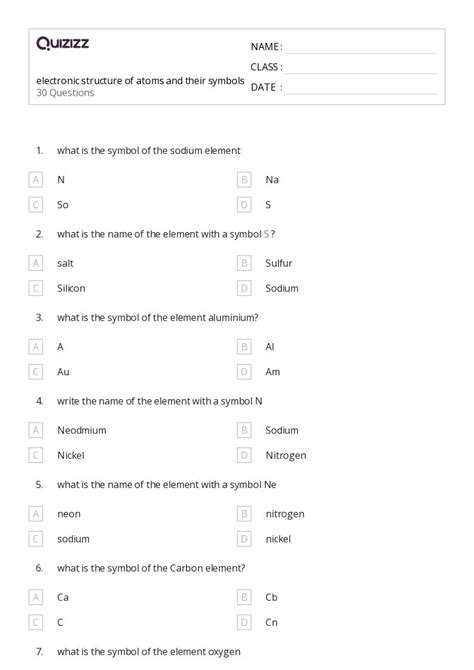 50 Electronic Structure Of Atoms Worksheets On Quizizz Free And Printable
