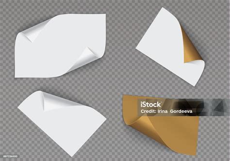 페이지 말아 넘기기 빈 장의 종이 광고 및 판촉 메시지 흰색 배경에 고립의 디자인 요소에 그림자와 함께 Eps 10 벡터 일러스트 레이 션 가장자리에 대한 스톡 벡터 아트