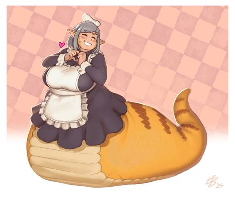 Enrique Bolatre Original 1girl Apron Blush Border Breasts