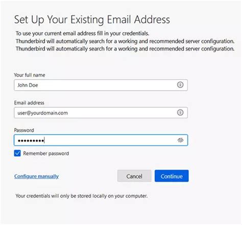 Setting Up Of Email Account In Thunderbird
