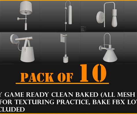 artstation pack of 10 lowpoly game ready clean baked all mesh maps