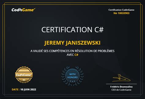 Codingame Certification