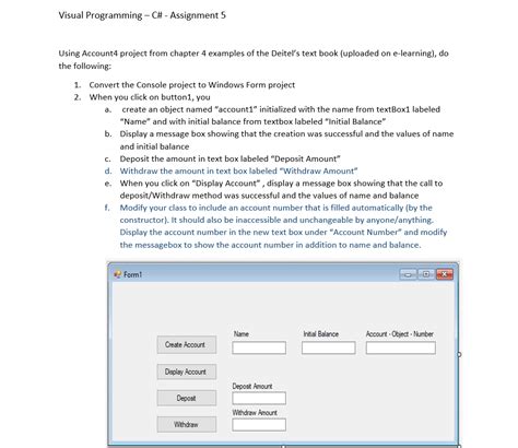 Solved Visual Programming C Assignment 5 Using Account