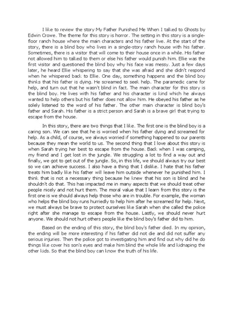 I Like To Review The Story My Father Punished Me When I Talked To