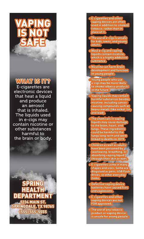 Vaping Is Not Safe Bookmark Creative