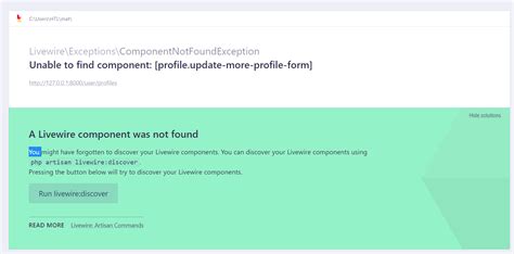 Unable To Find Component Profileupdate Profile Information Form