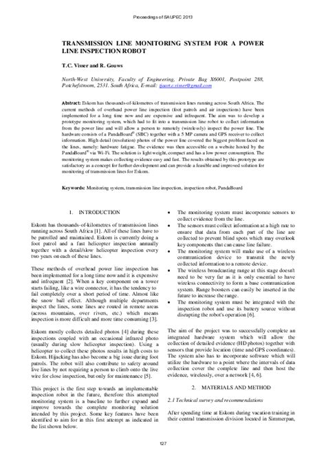 pdf transmission line monitoring system for a power line inspection robot