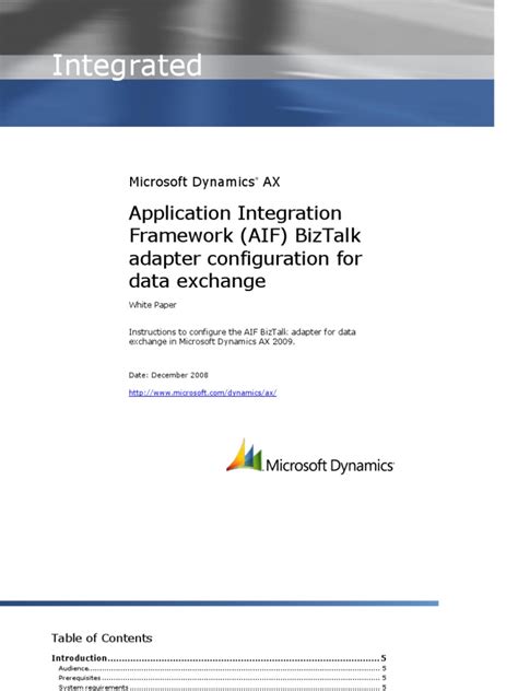 application integration framework aif biztalk adapter configuration