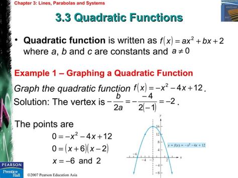Chapter 3 Lines Parabolas And Systems Ppt