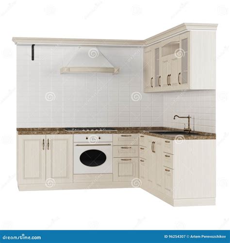 Classical Kitchen Isolated On White Background Stock Image Image Of