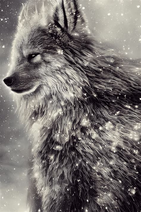 Fenrir God Standing Bio Luminescence Snowy Long Fluffy Fur Creative Fabrica