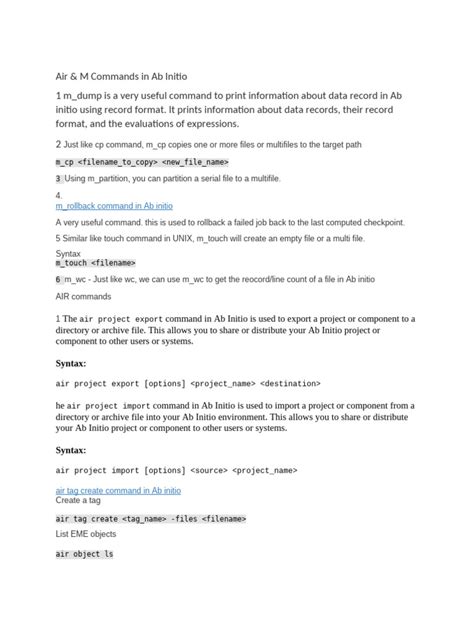 Air And M Commands In Ab Initio Pdf Teaching Methods And Materials